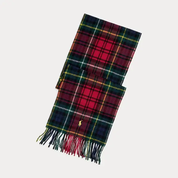 Ralph Lauren Buffalo Check Wool Scarf - Red Multi