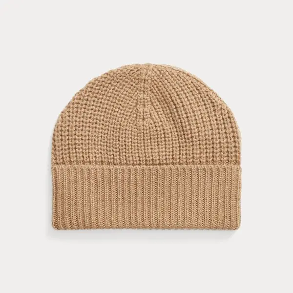 Ralph Lauren Rib-knit Cashmere Beanie - Classic Camel Melange