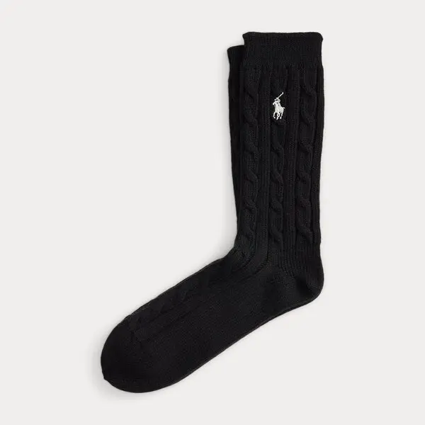 Ralph Lauren Cable-knit Crew Socks - Black