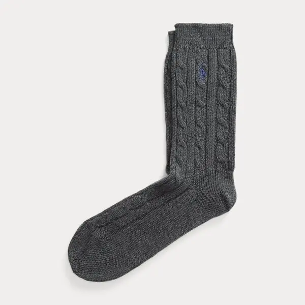 Ralph Lauren Cable-knit Crew Socks - Grey Heather