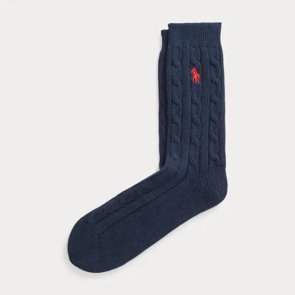 Ralph Lauren Cable-knit Crew Socks - Navy
