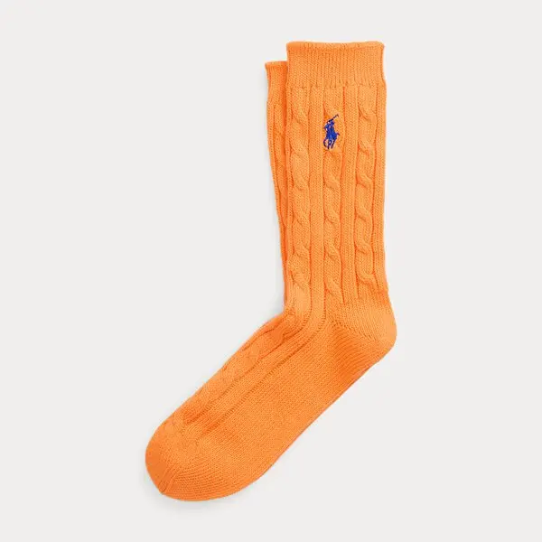 Ralph Lauren Cable-knit Crew Socks - Orange
