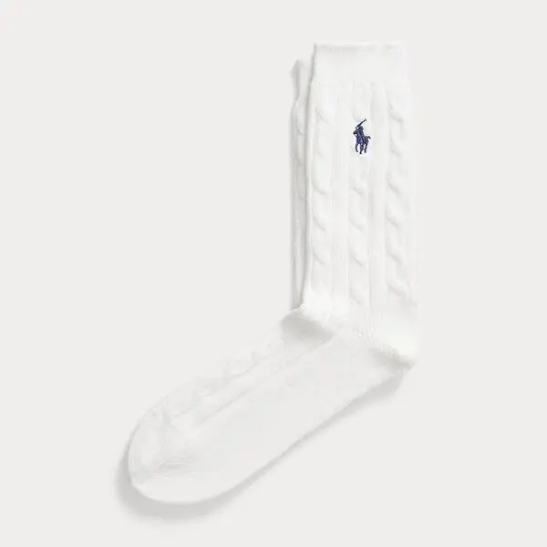 Ralph Lauren Cable-knit Crew Socks - White