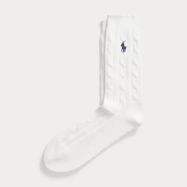 Ralph Lauren Cable-knit Crew Socks - White