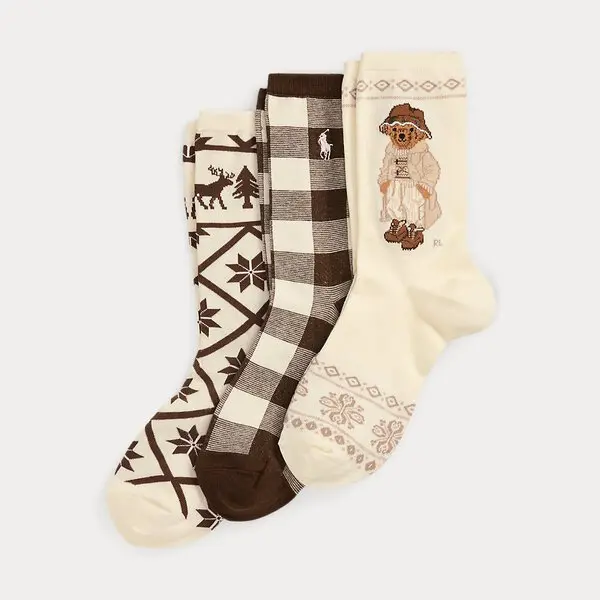 Ralph Lauren Polo Bear Crew Socks 3-pack - Assorted
