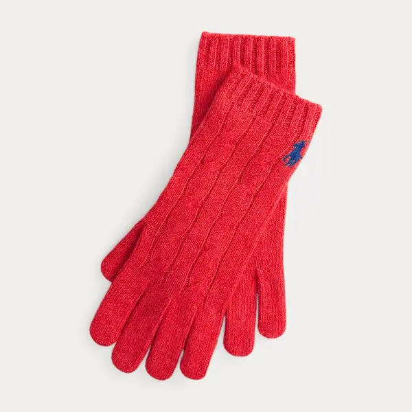 Ralph Lauren Cable-knit Wool-cashmere Gloves - Compass Red
