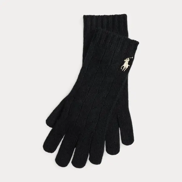 Ralph Lauren Cable-knit Wool-cashmere Gloves - Polo Black