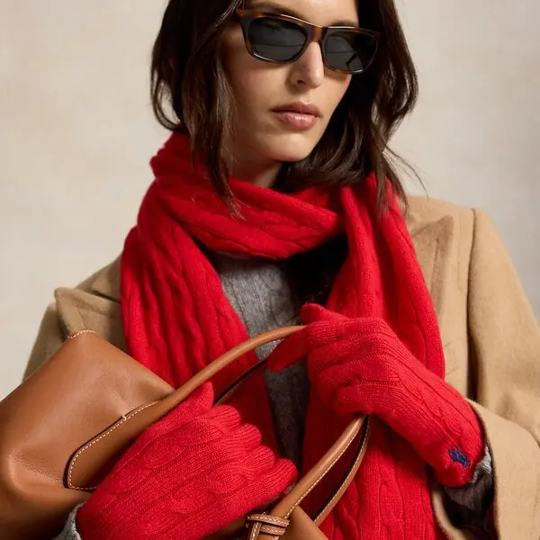 Ralph Lauren Cable-knit Wool-cashmere Gloves - Rl 2000 Red