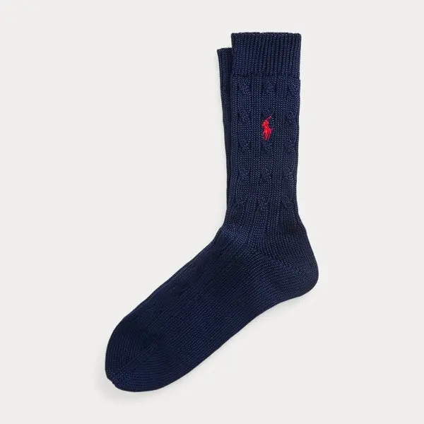 Ralph Lauren Cable-knit Crew Socks - Navy