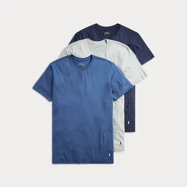 Ralph Lauren Classic Fit Wicking Crew 3-pack - Blue Assorted