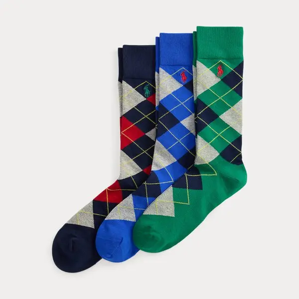 Ralph Lauren Argyle Cotton-blend Trouser Sock 3-pack - Green/navy/royal