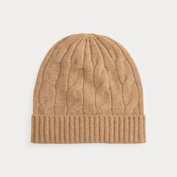 Ralph Lauren Cable-knit Cashmere Beanie - Collection Camel