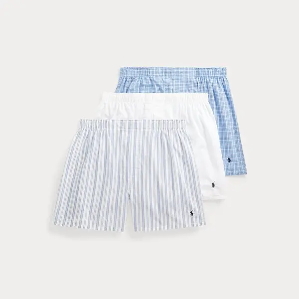 Ralph Lauren Classic Woven Cotton Boxer 3-pack - White/plaid