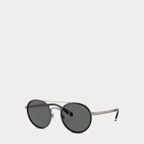 Ralph Lauren Heritage Rowing Stripe Round Sunglasses - Black Gunmetal