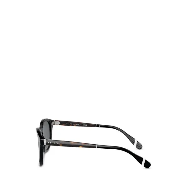 Ralph Lauren Heritage Rowing Stripe Round Sunglasses - Shiny Black