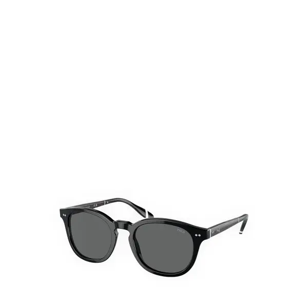 Ralph Lauren Heritage Rowing Stripe Round Sunglasses - Shiny Black