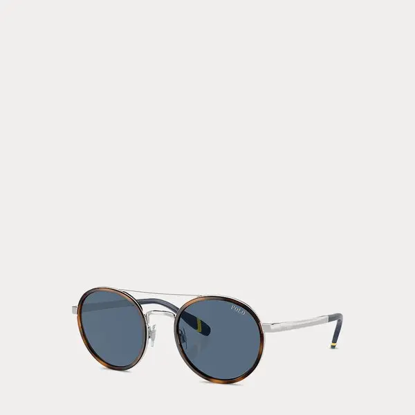 Ralph Lauren Heritage Rowing Stripe Round Sunglasses - Silver