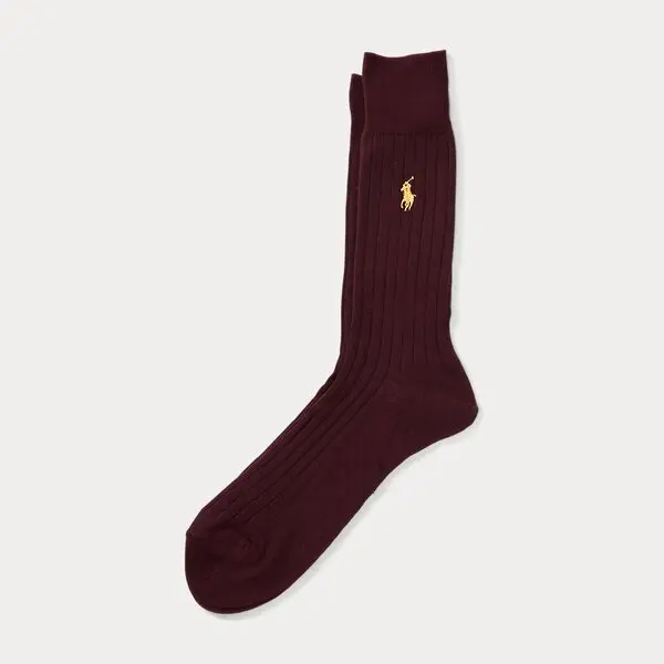 Ralph Lauren Ribbed Dress Socks - Bordeaux