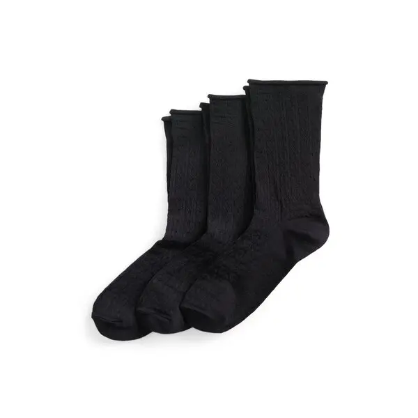 Ralph Lauren Cable-knit Roll-top Socks 3 Pack
