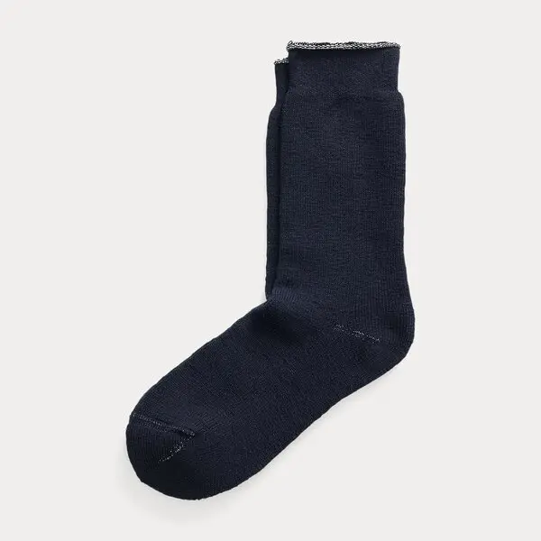 Ralph Lauren Heathered Stretch Cotton-blend Socks - Navy