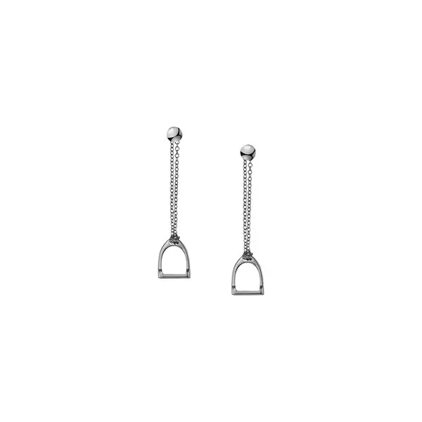 Ralph Lauren Sterling Silver Stirrup Chain Earrings