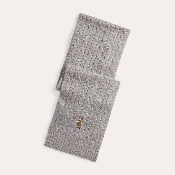 Ralph Lauren Polo Bear Cable-knit Wool-cashmere Scarf - Andover Heather