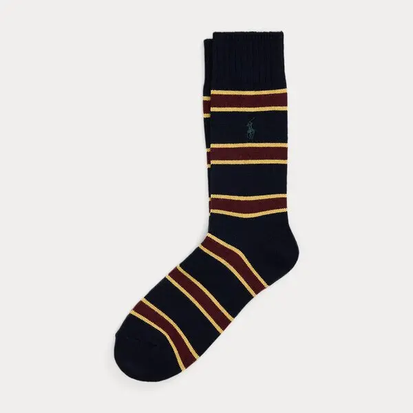 Ralph Lauren Striped Wool-blend Boot Socks - Navy