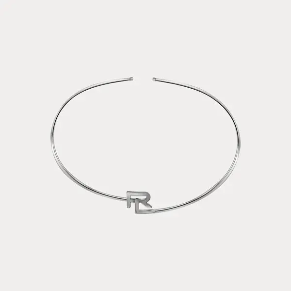 Ralph Lauren Rl Sterling Silver Monogram Necklace - Grey
