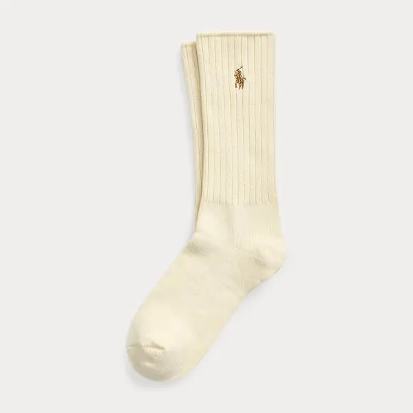 Ralph Lauren Signature Pony Cotton-blend Crew Socks - Ivory