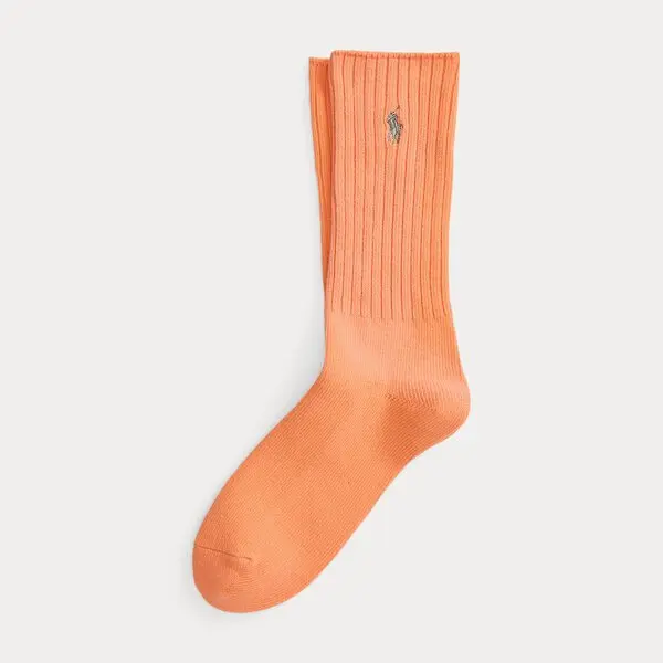 Ralph Lauren Signature Pony Cotton-blend Crew Socks - Pompano Orange