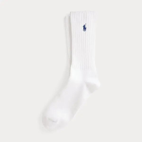 Ralph Lauren Signature Pony Cotton-blend Crew Socks - White