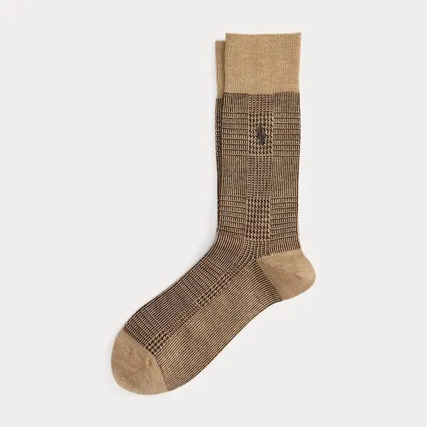 Ralph Lauren Glen Plaid Trouser Socks - Brown Heather