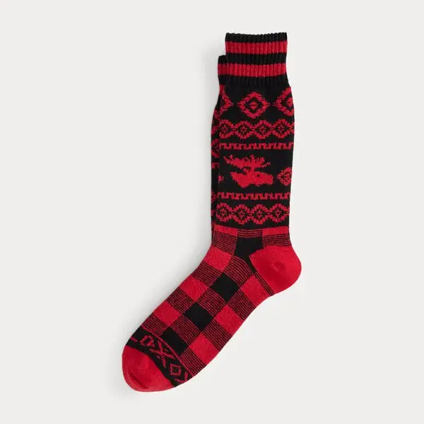 Ralph Lauren Fair Isle Wool-blend Boot Socks - Red