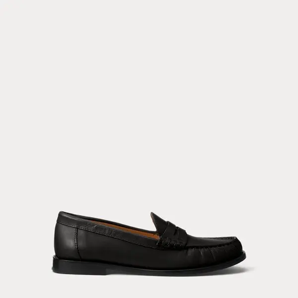 Ralph Lauren Calfskin Penny Loafer - Black