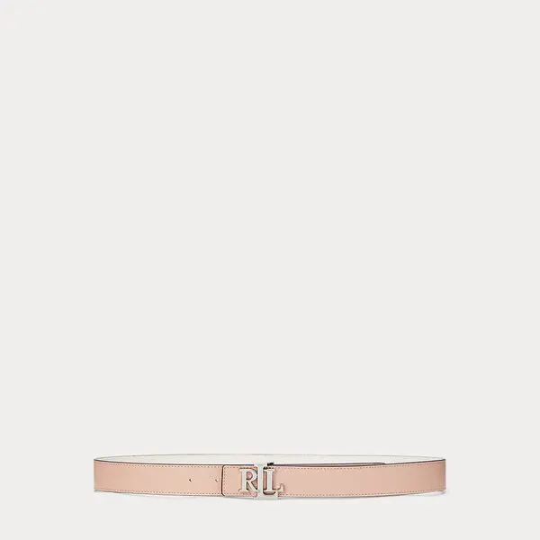 Ralph Lauren Logo Reversible Leather Belt - Sunrise Blush/soft White