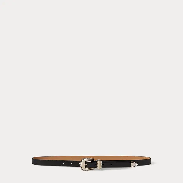 Ralph Lauren Western Vachetta Leather Belt - Black