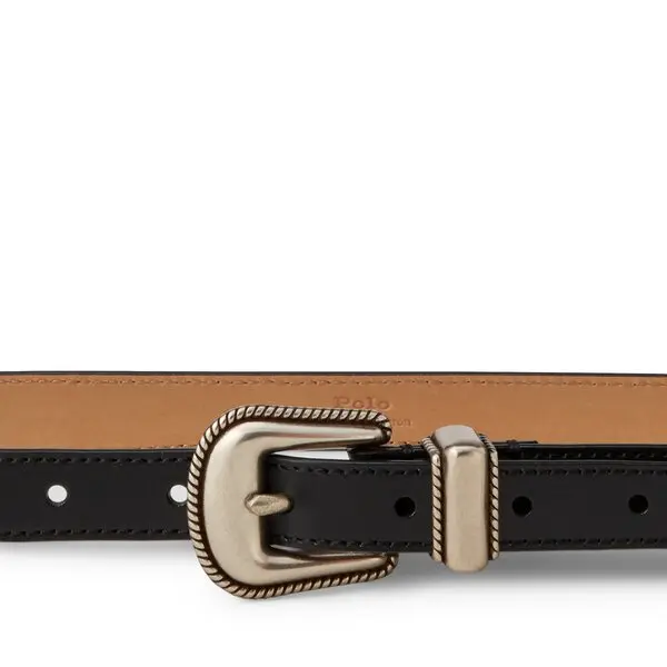 Ralph Lauren Western Vachetta Leather Belt - Black