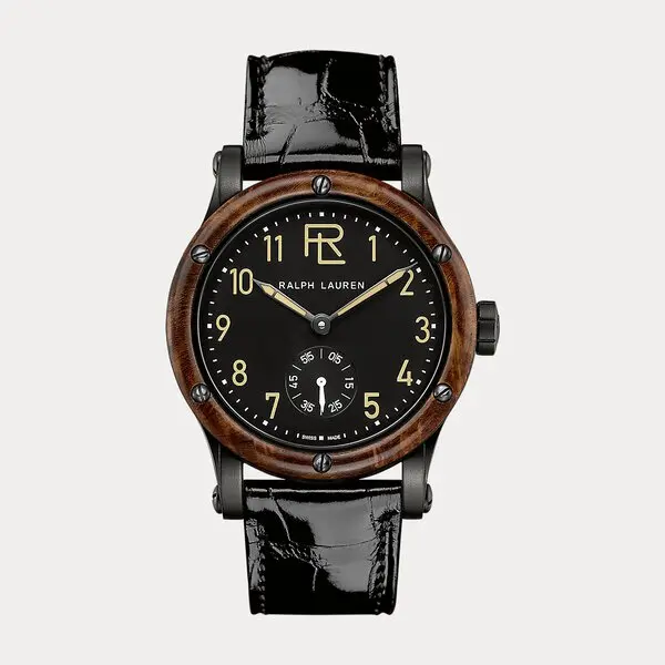 Ralph Lauren 39mm Automotive Steel Strap Watch - Black Dial