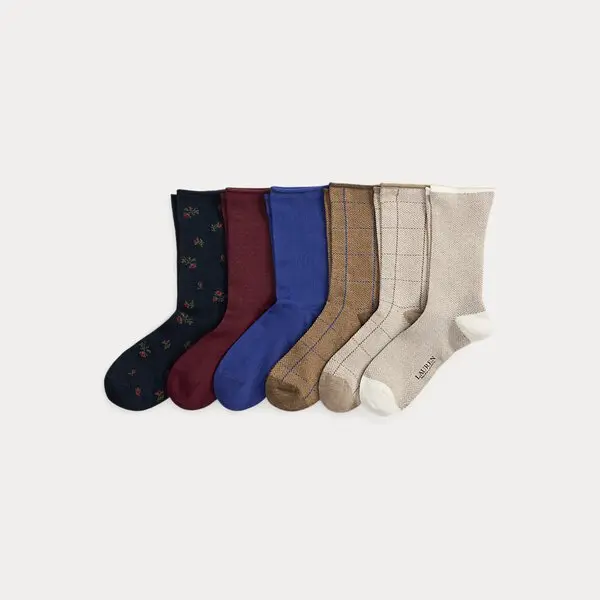 Ralph Lauren Patterned Stretch Roll-top Socks 6-pack - Assorted