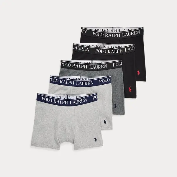 Ralph Lauren Stretch Cotton Jersey Boxer Brief 5-pack - Andover Heather