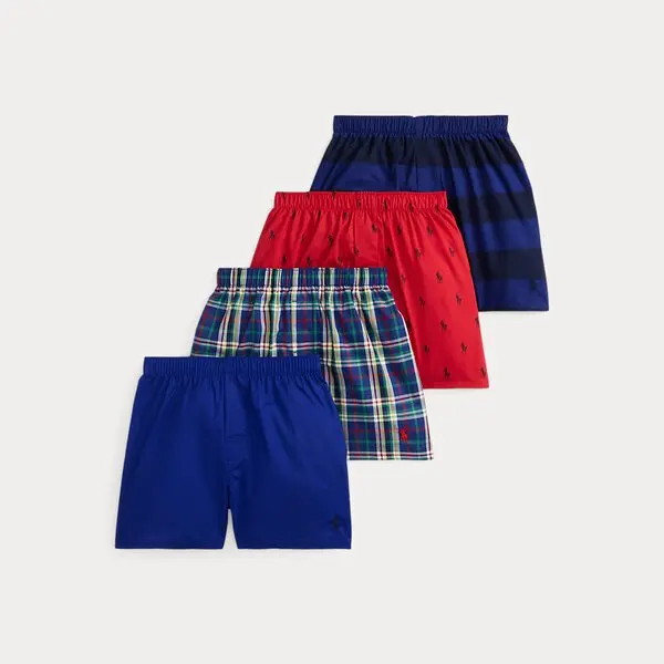 Ralph Lauren Woven Cotton Poplin Boxer 4-pack - Newport Navy