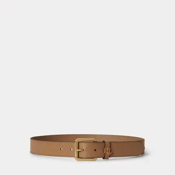 Ralph Lauren Logo-keeper Leather Belt - Camel