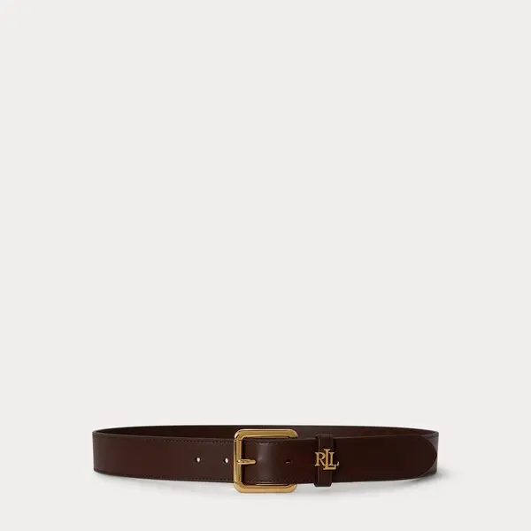 Ralph Lauren Leather Logo Belt - Chestnut Brown