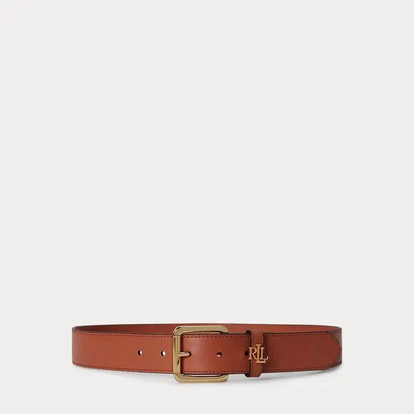 Ralph Lauren Leather Logo Belt - Red Terracotta