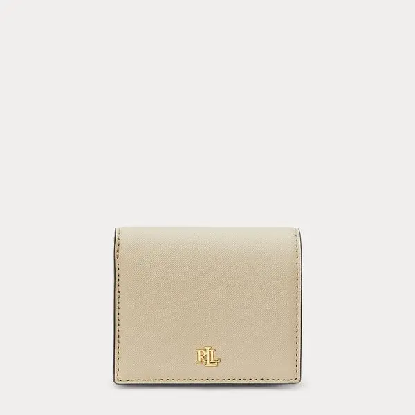 Ralph Lauren Crosshatch Leather Compact Wallet - Birch Tan
