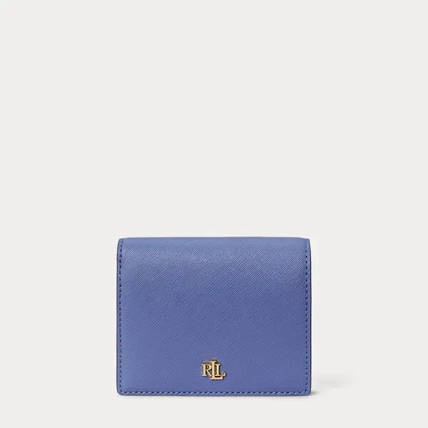 Ralph Lauren Crosshatch Leather Compact Wallet - Carson Blue