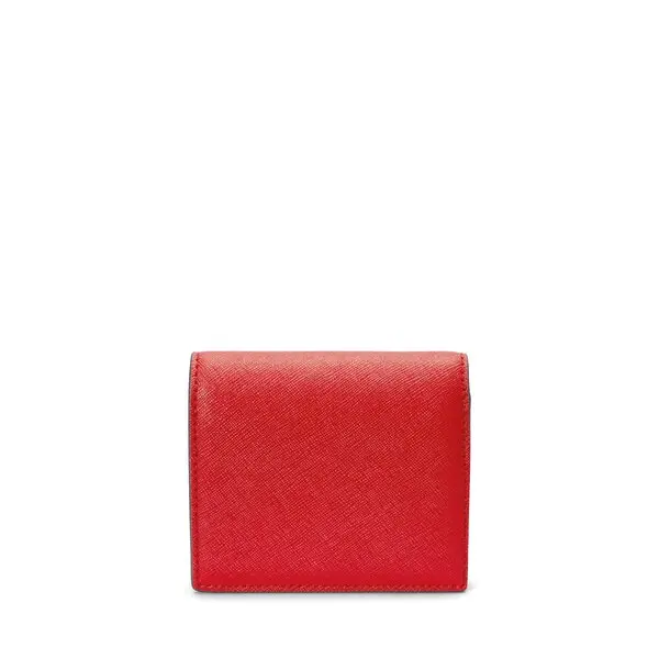 Ralph Lauren Crosshatch Leather Compact Wallet - Festive Red