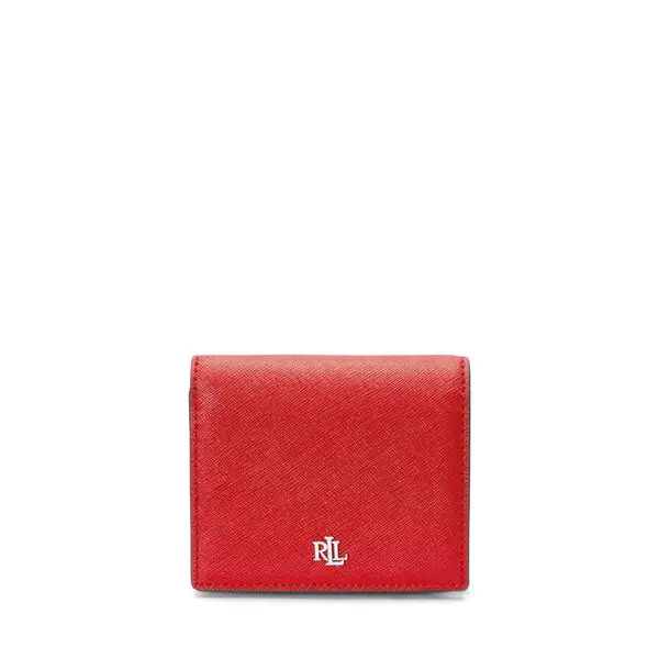 Ralph Lauren Crosshatch Leather Compact Wallet - Festive Red