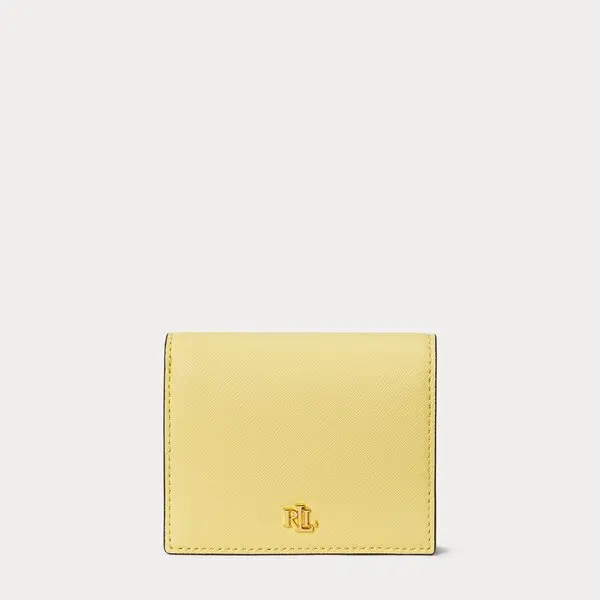 Ralph Lauren Crosshatch Leather Compact Wallet - Lemon Sorbet
