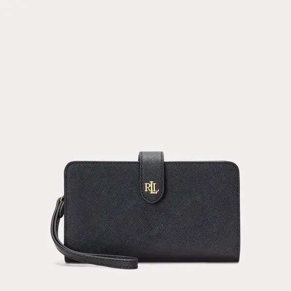 Ralph Lauren Crosshatch Leather Tech Wristlet - Black